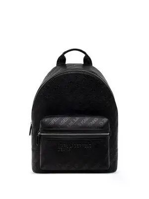 Karl Lagerfeld All-over Logo Embossed Backpack - Black