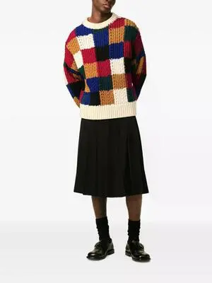 AMI Paris Checkered Wool Crew-neck Sweater