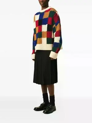 AMI Paris Checkered Wool Crew-neck Sweater