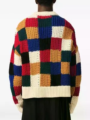 AMI Paris Checkered Wool Crew-neck Sweater