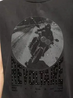 Zadig&Voltaire Cloe Motorcycle Print Rhinestone Embellished Tank Top
