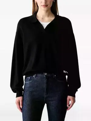 Karl Lagerfeld Logo-embroidered Polo-collar Sweater - Black