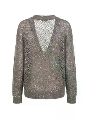 Brunello Cucinelli Dazzling Sequin-embellished Openwork Knit Cardigan