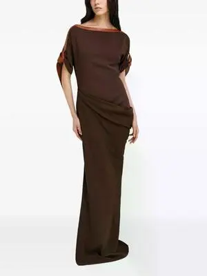 FERRAGAMO Long Viscose Dress - Brown