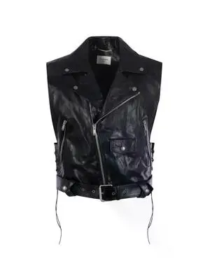 Saint Laurent Belted Leather Waistcoat