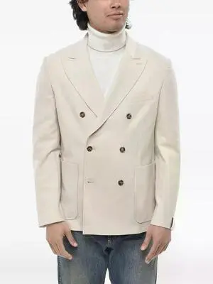 PAOLO PECORA Double-breasted Patch-pocket Blazer - Neutrals