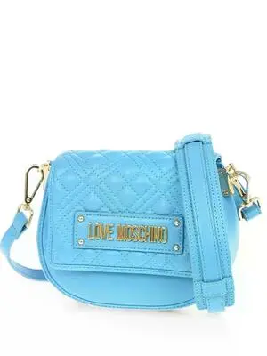 Moschino Quilted Logo-plaque Mini Bag - Blue