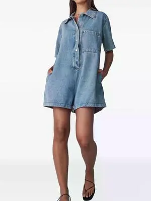 ST MRLO Short Sleeve Denim Jumpsuit - Blue