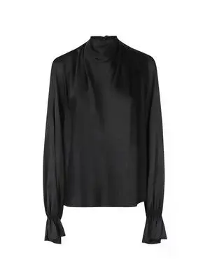 Raquel Diniz Moona Drape-neck Blouse - Black