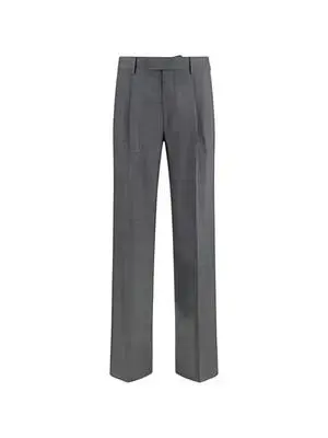 LARDINI Houndstooth-pattern Straight-leg Tailored Trousers - Grey