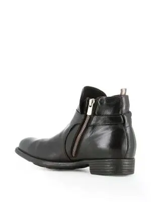 Officine Creative Buckled Side-zip Leather Ankle Boots