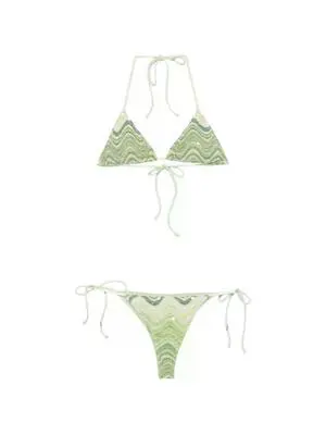 MC2 SAINT BARTH Sequin-embellished Zig-zag Bikini - Green