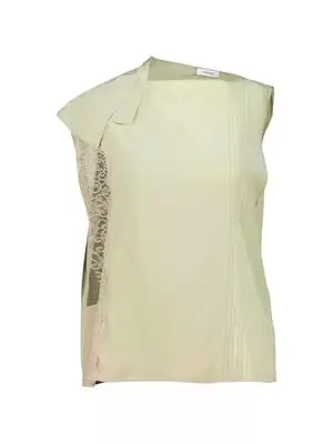 FERRAGAMO Lace-panelled Pintuck Top - Green