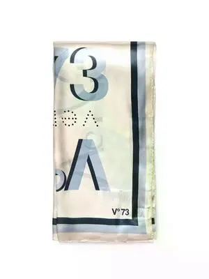 V°73 Logo-print Silk Scarf - Blue