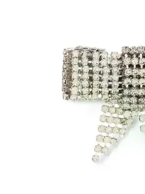 Lisa C Crystal-embellished Bow Brooch - Silver