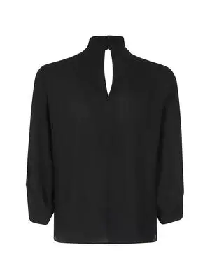 Elisabetta Franchi High Neck Blouse With Front Bow Detail