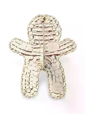 Lisa C Crystal-embellished Gingerbread Brooch - Gold