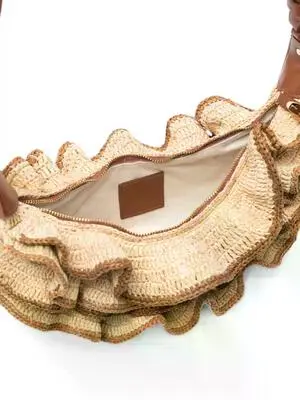 Zimmermann Ruffled Raffia Shoulder Bag