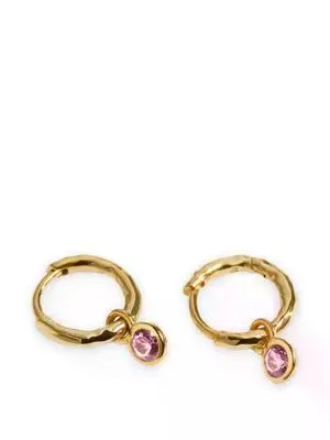 Monica Vinader Hammered Pink Tourmaline Hoop Earrings - Gold