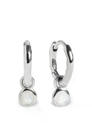 Monica Vinader Moonstone-charm Hoop Earrings - Silver