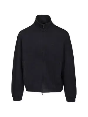 Emporio Armani Full-zip Textured Sweater - Blue