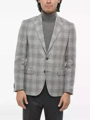 Corneliani Checked-pattern Single-breasted Blazer - Grey