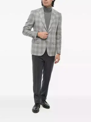 Corneliani Checked-pattern Single-breasted Blazer - Grey
