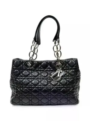 Dior Cannage Quilted Leather Tote Bag - Black