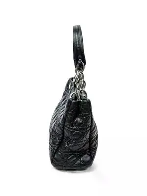 Dior Cannage Quilted Leather Tote Bag - Black