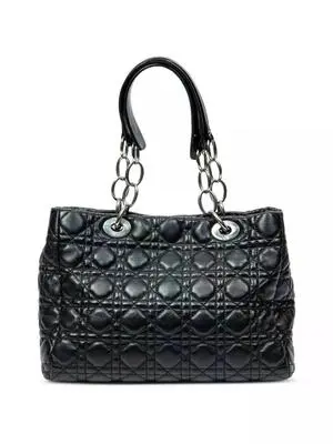 Dior Cannage Quilted Leather Tote Bag - Black