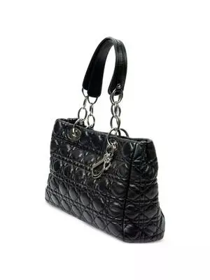 Dior Cannage Quilted Leather Tote Bag - Black