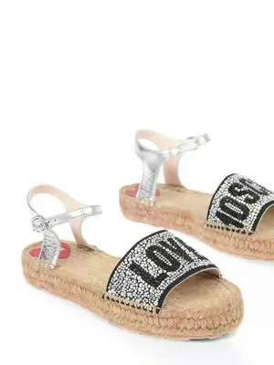 Moschino Rhinestone Logo Espadrille Sandals