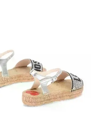 Moschino Rhinestone Logo Espadrille Sandals