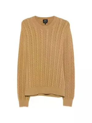 A.p.c. Cable-knit Wool Crewneck Sweater - Brown