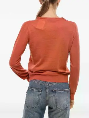 Malo Crew Neck Long Sleeve Fine Knit Sweater - Orange