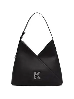 Karl Lagerfeld Logo-plaque Pebbled-texture Tote Bag - Black