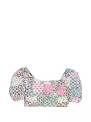 MC2 SAINT BARTH Delia Square-neck Floral-detail Top - Pink