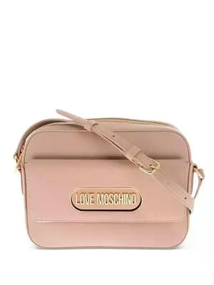 Moschino Logo Plaque Shoulder Bag - Neutrals