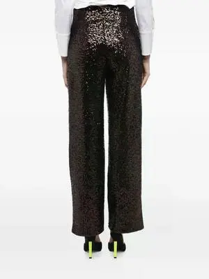 IN THE MOOD FOR LOVE Clyde Sequin-embellished Wide-leg Trousers - Brown