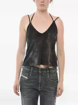 DIESEL® Faded Effect V-neck Halter Top - Black