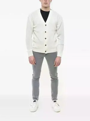PAOLO PECORA V-neck Cardigan With White Elbow Patches