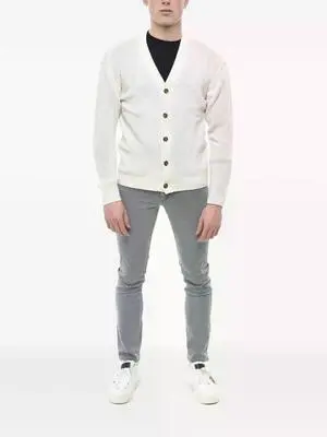 PAOLO PECORA V-neck Cardigan With White Elbow Patches