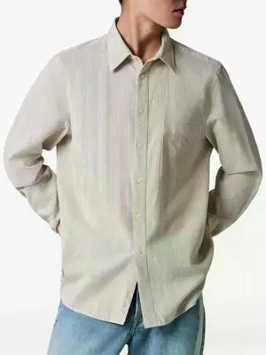 Paul Smith Regular-fit Taupe Textured-stripe Shirt