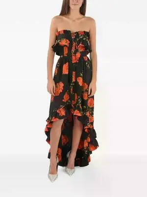 Philipp Plein Floral-print Ruffled Maxi Dress - Black