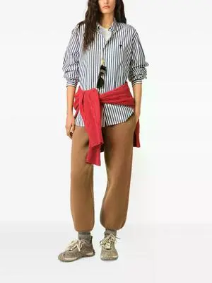AMI Paris Striped Cotton Button-down Shirt With De Coeur Embroidery