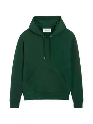 AMI Paris Cotton Hoodie With De Coeur - Green