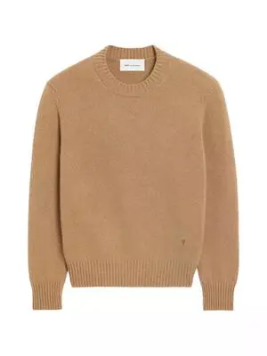 AMI Paris Crew-neck Cashmere Sweater With De Coeur