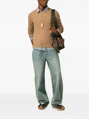 AMI Paris Crew-neck Cashmere Sweater With De Coeur