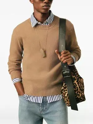 AMI Paris Crew-neck Cashmere Sweater With De Coeur