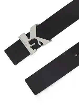 Karl Lagerfeld Logo-plaque Leather Belt - Black